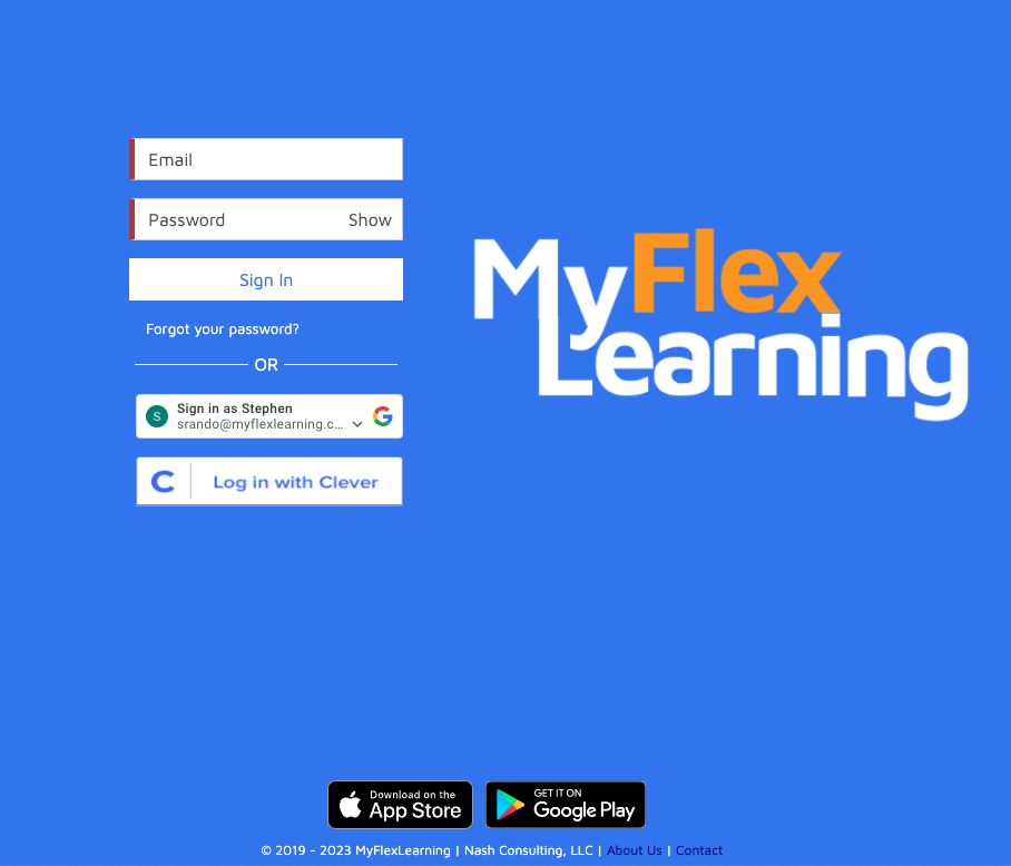 Logging in with Email and Password – MyFlexLearning