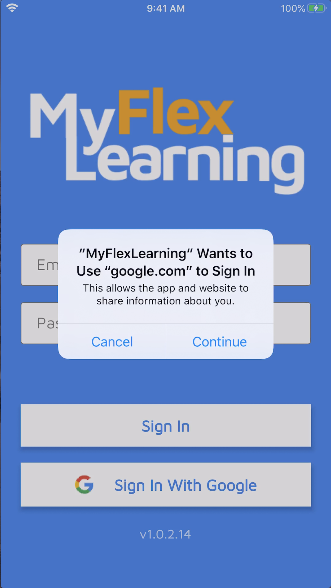 Mobile App - Sign in with Google – MyFlexLearning